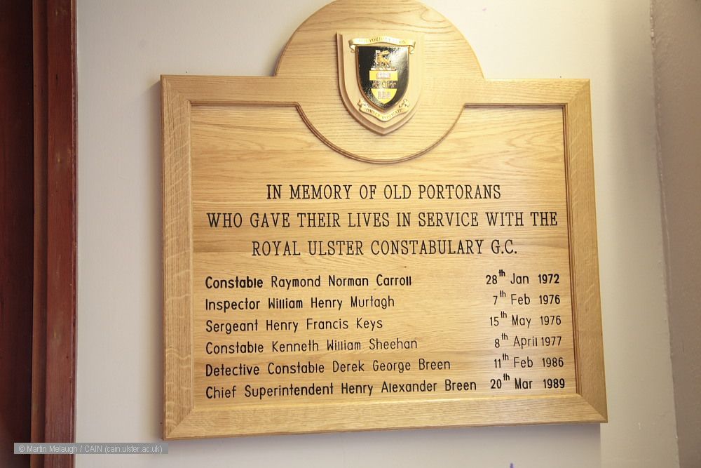 CAIN: Victims: Memorials: RUC Plaque (Portora School)